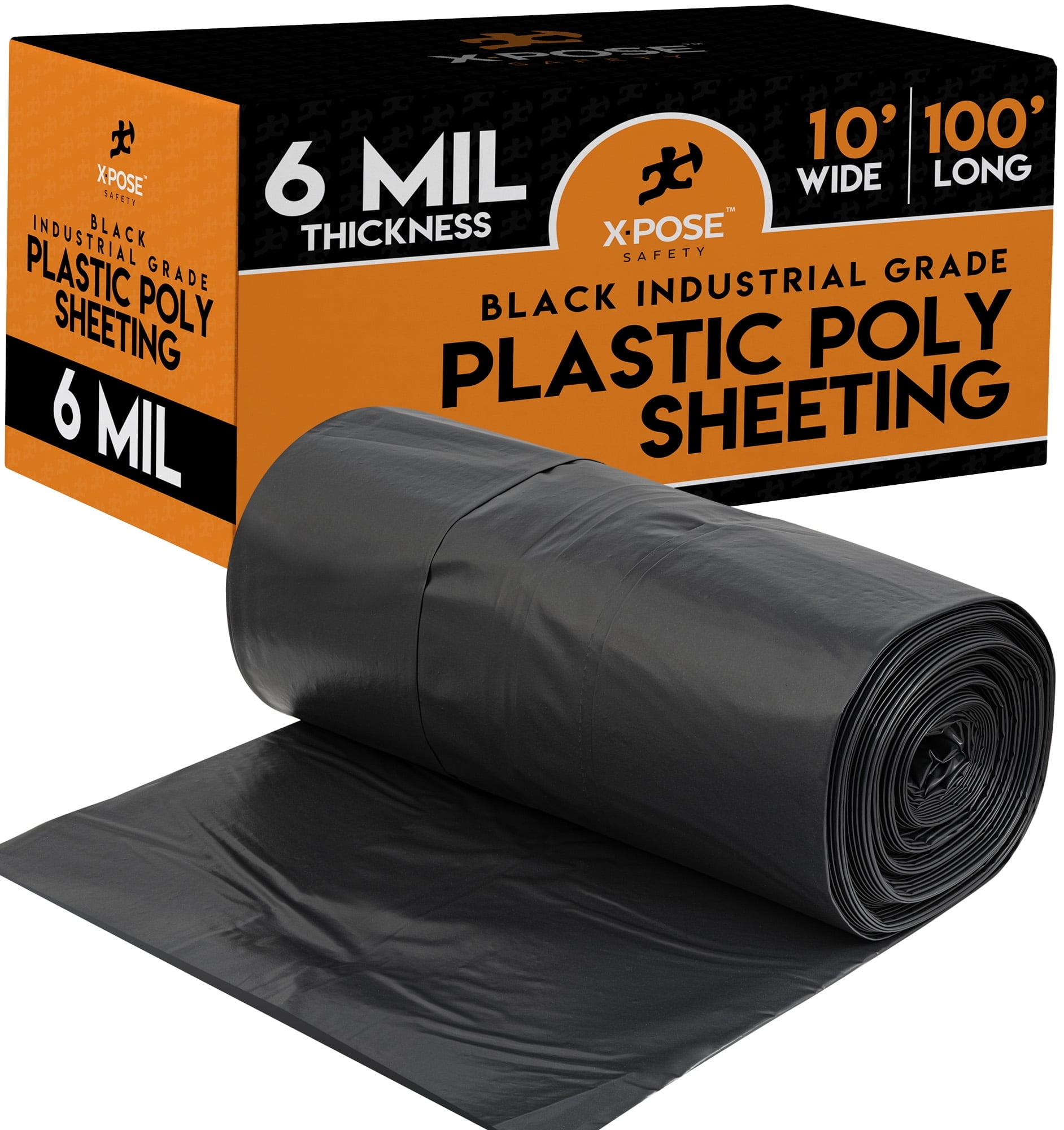 Black Poly Sheeting - Heavy Duty, 6 Mil Thick Black Plastic Tarp Waterproof Vapor and Dust ...