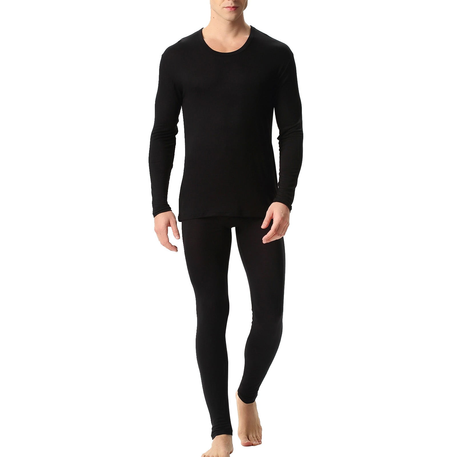 Black Polyester Sleepwear Crew Neck Men's Suits, Men's Thermal ...