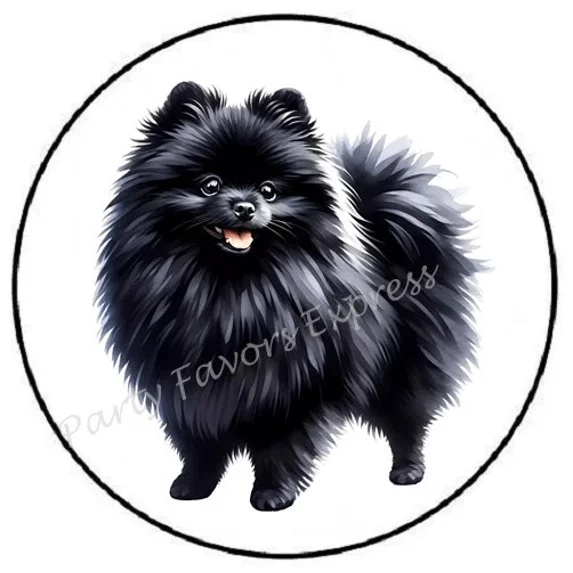 Black Pomeranian Dog Stickers Party Favor Phone Decal Water Bottle ...