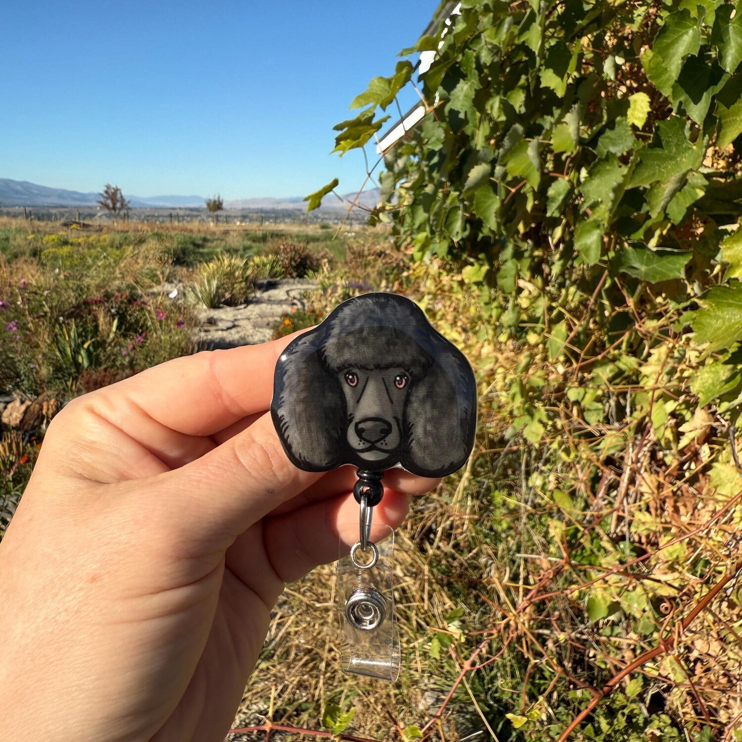 Black Poodle Dog Badge Reel ID holder: Gift for Dog Lovers, nurses, vet ...
