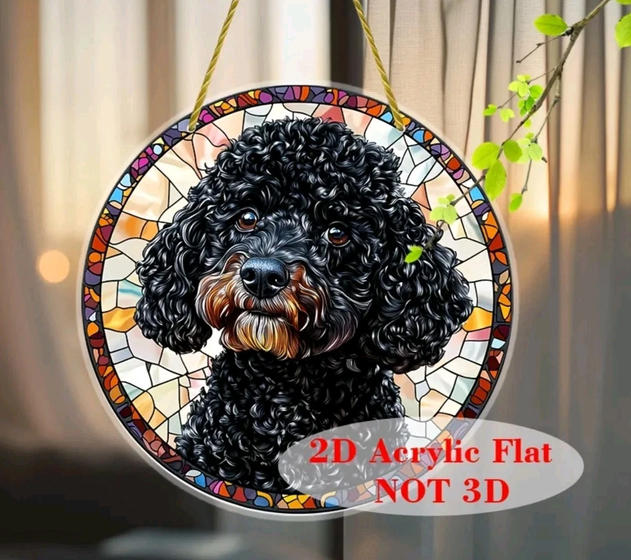 Black Poodle Doodle Suncatcher Ornament | Water Ripple Acrylic | 8 Inch ...