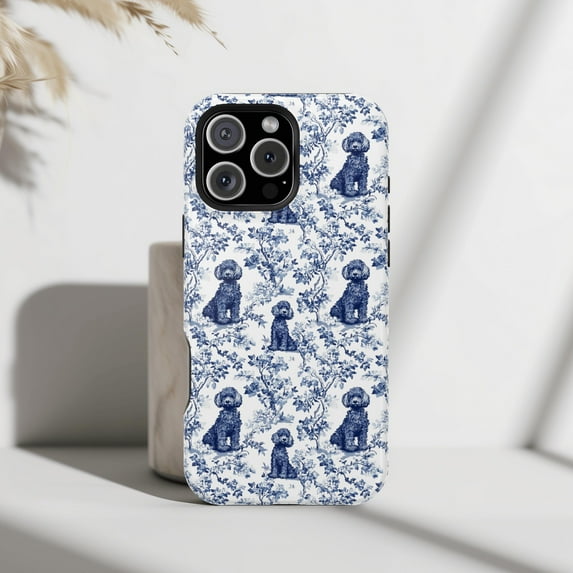 Black Poodle French Toile Dog Art Case for iPhone 17 through 11 Pro Max ...
