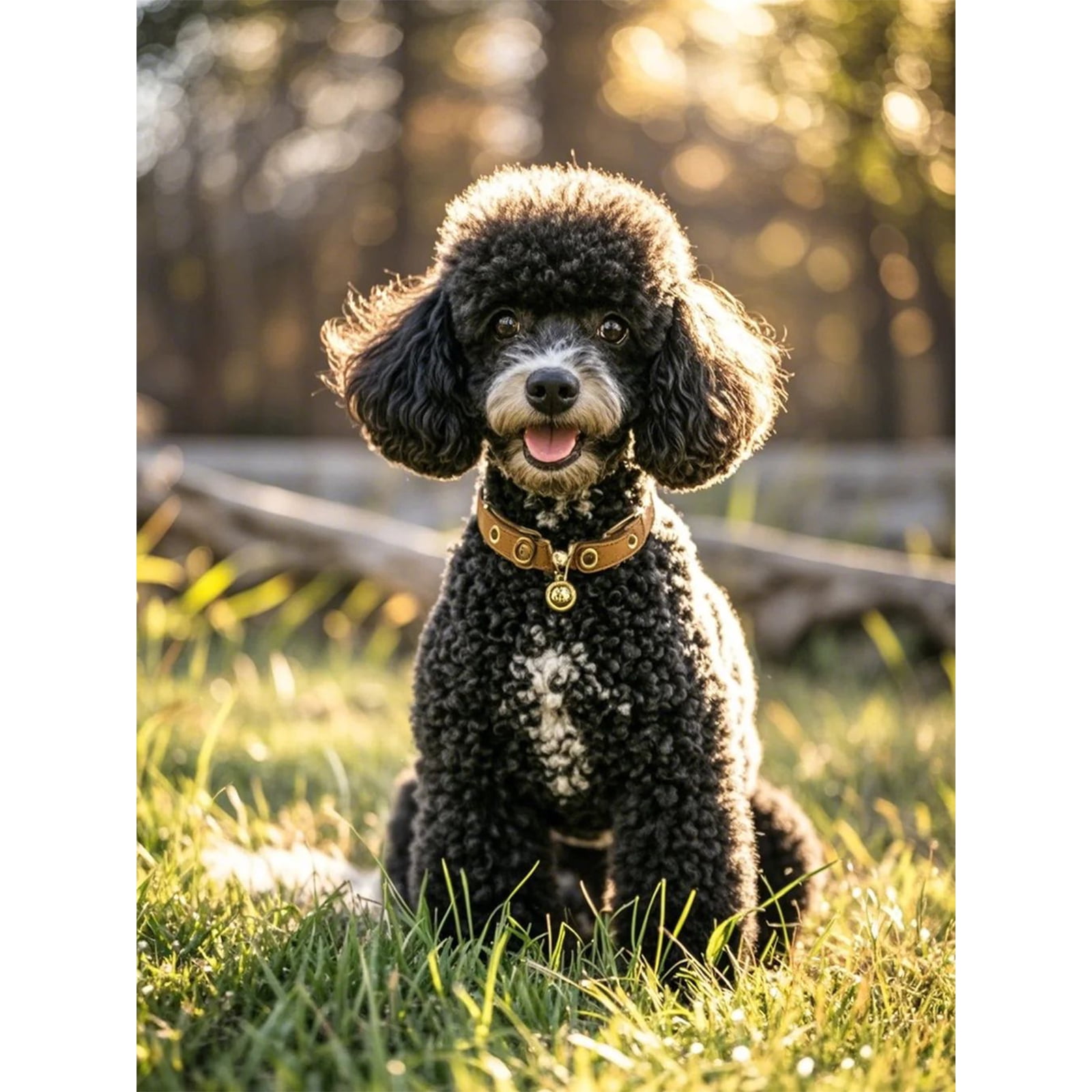 Black Poodle Grassland Diamond Art 5D Diamond Painting DIY Kits Full Round Drill Bead Rhinestone ...