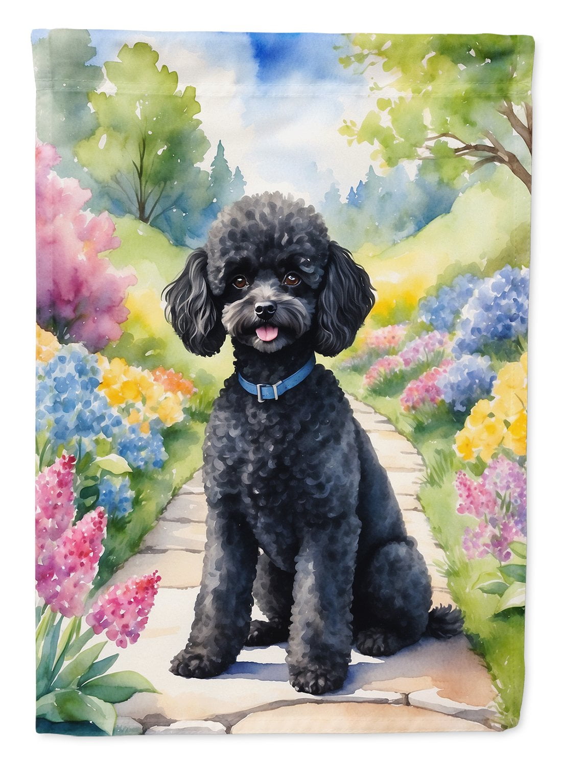 Black Poodle Spring Path House Flag 28 in x 40 in - Walmart.com