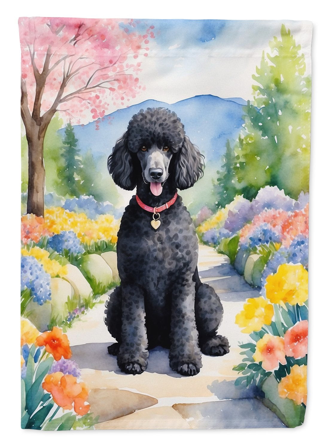 Black Poodle Spring Path House Flag 28 in x 40 in - Walmart.com