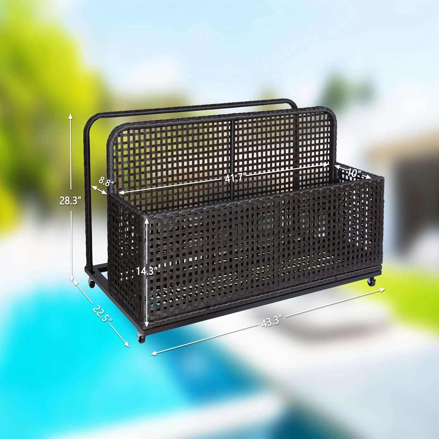 Black Poolside Float Storage,Outdoor Storage,PE Rattan Outdoor Pool ...