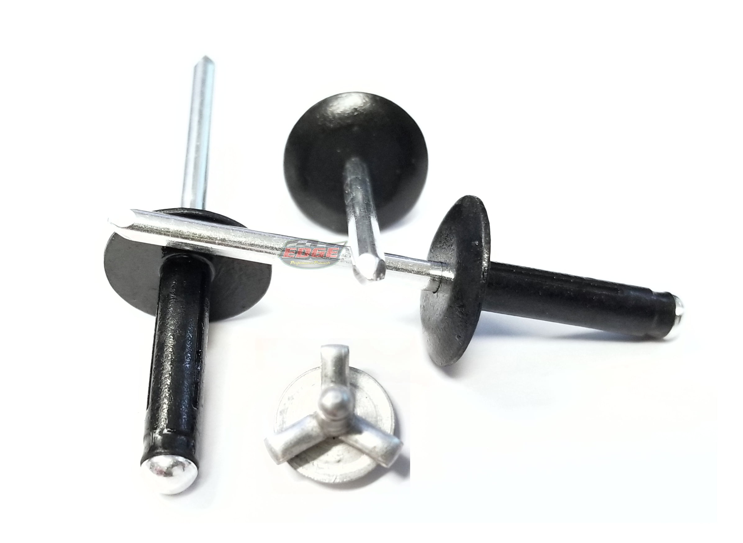 Black Pop Rivets 3/16" Tri-Fold Large Head Aluminum Mandrel .040 - .354 ...