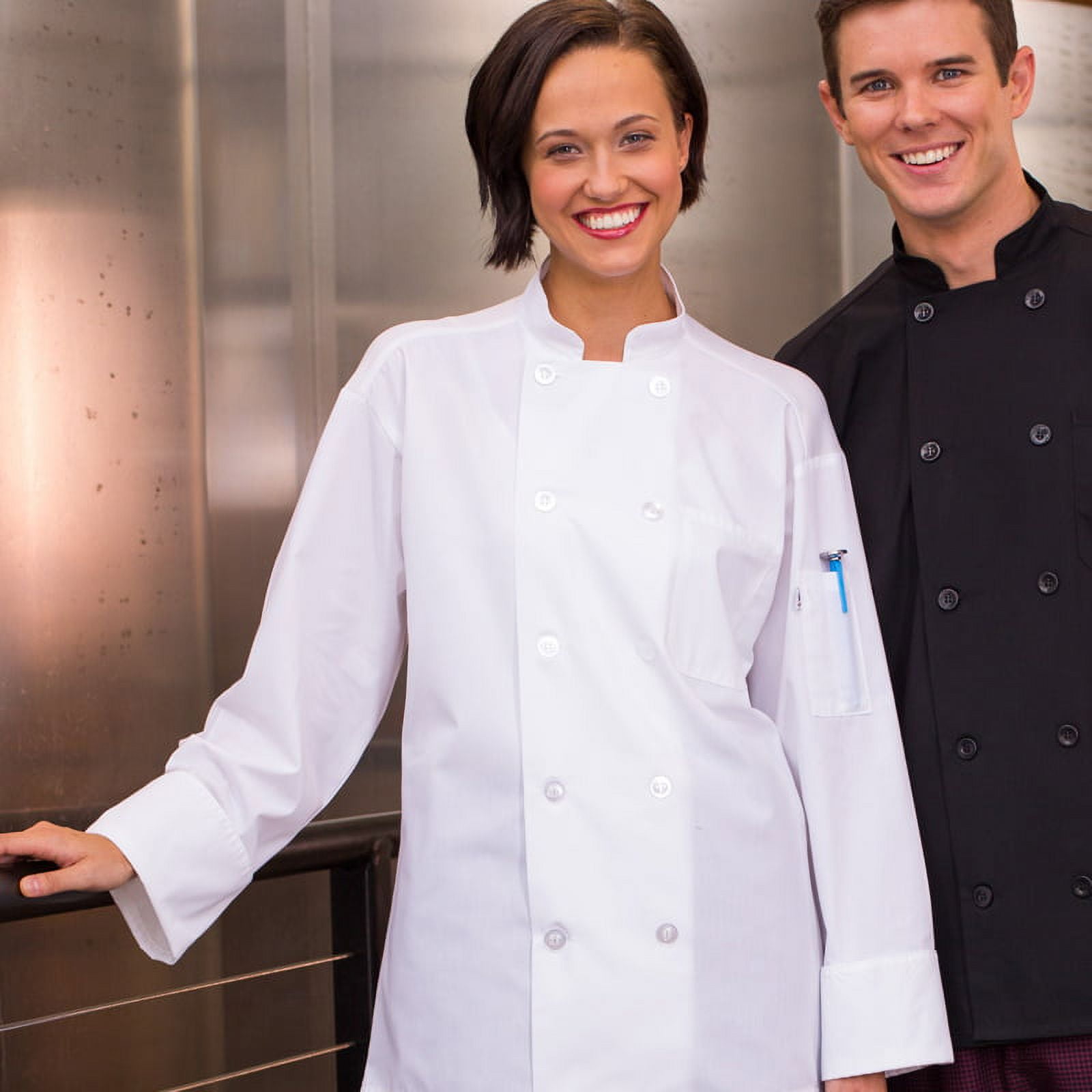 Black Poplin Long Sleeve Mesh Back Chef Coat (Size: L) - Walmart.com