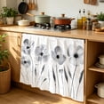 Black Poppy Cabinet Curtains for Kitchen 35"W x 35"L, Leaves Modern ...