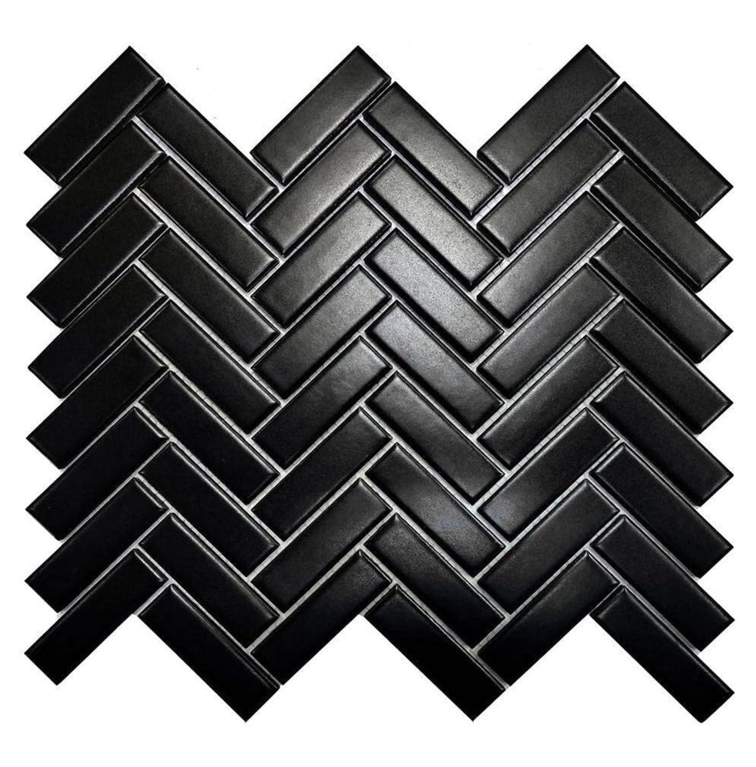 Black Porcelain Herringbone Matte Finish Mosaic 1x3 inch Wall Tile ...