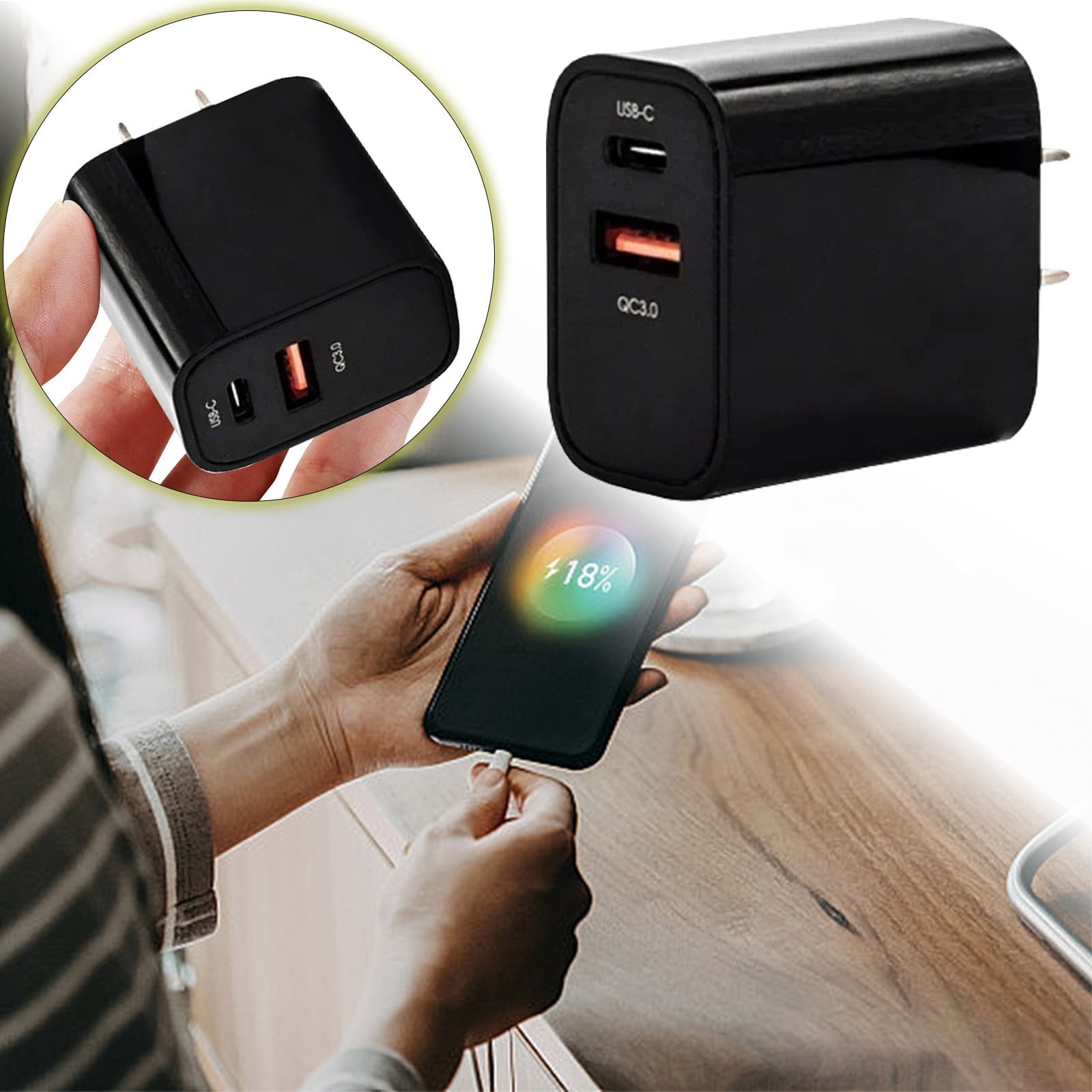 Black Port USB Travel Power Adapter Mobile Phone Charger US ...
