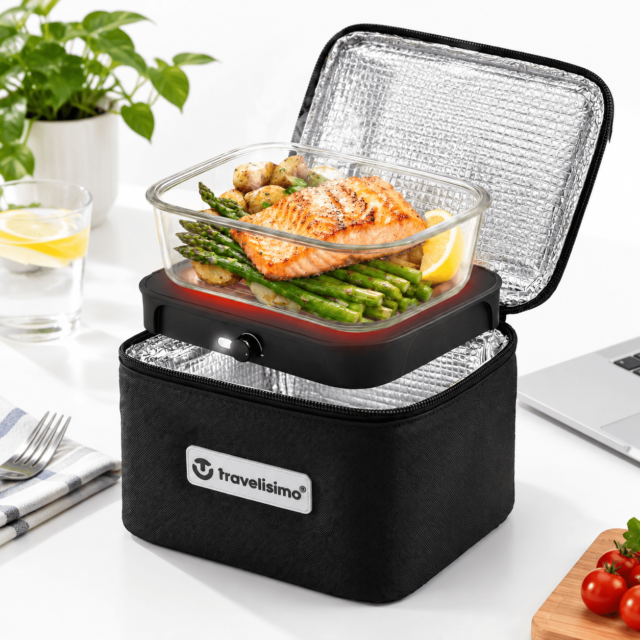 Black Portable 3-in-1 Electric Food Warmer Lunch Box 12V/24V/110V for ...