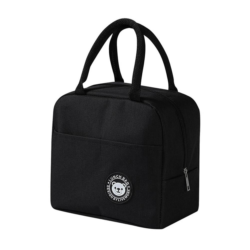 Black Portable Insulated Lunch Box Bag, Insulated Lunch Bag, Thickened ...