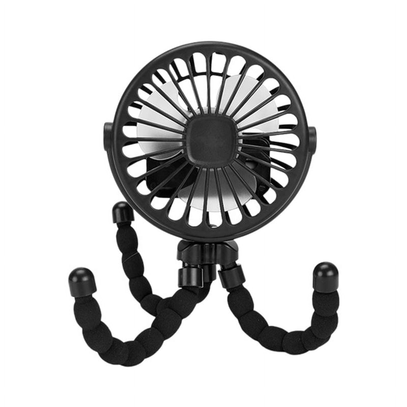Black Portable USB Rechargeable Silent Mini Fan 3 Speed Adjustable with ...