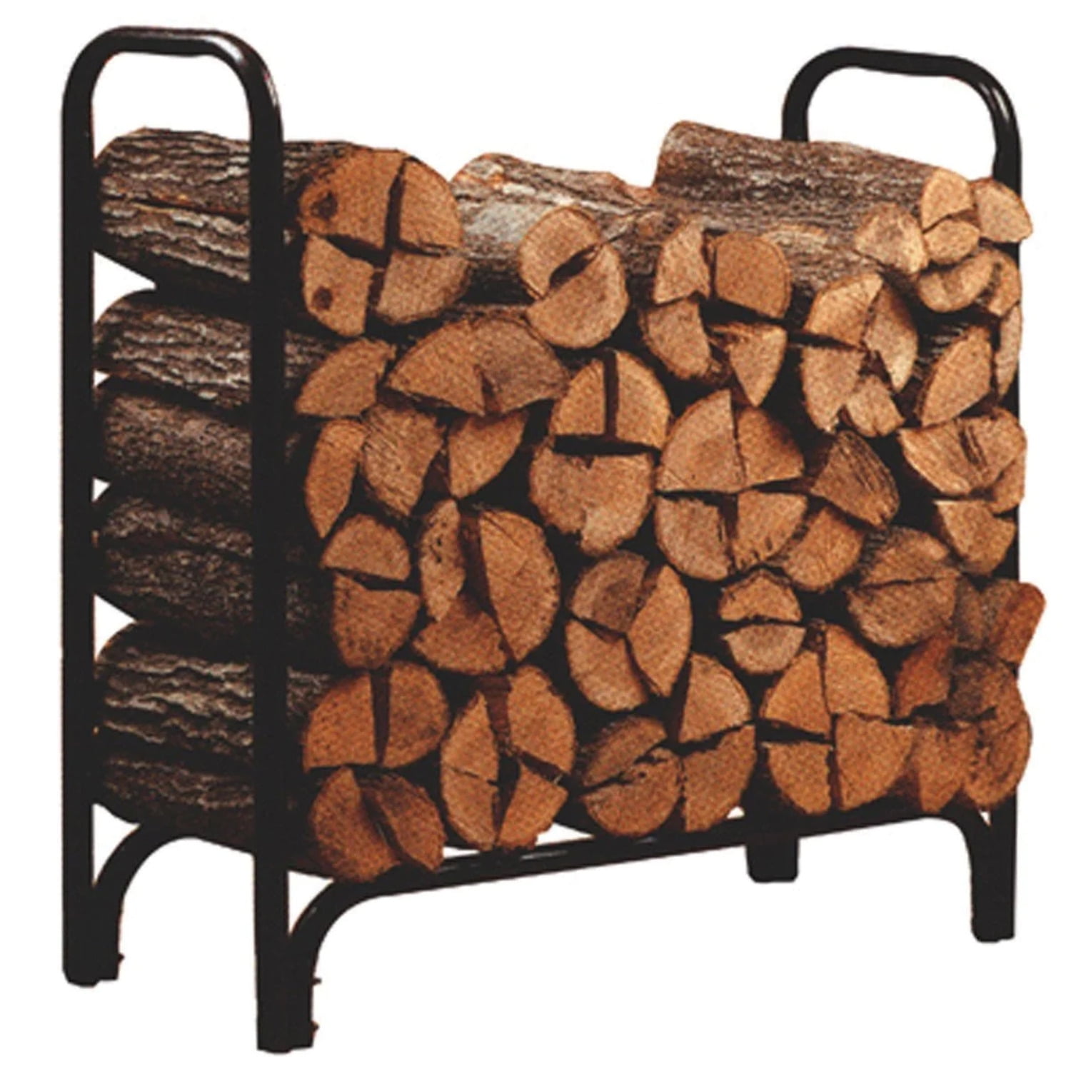Black Powder Coated Steel Firewood Log Rack - 4ft - Walmart.com