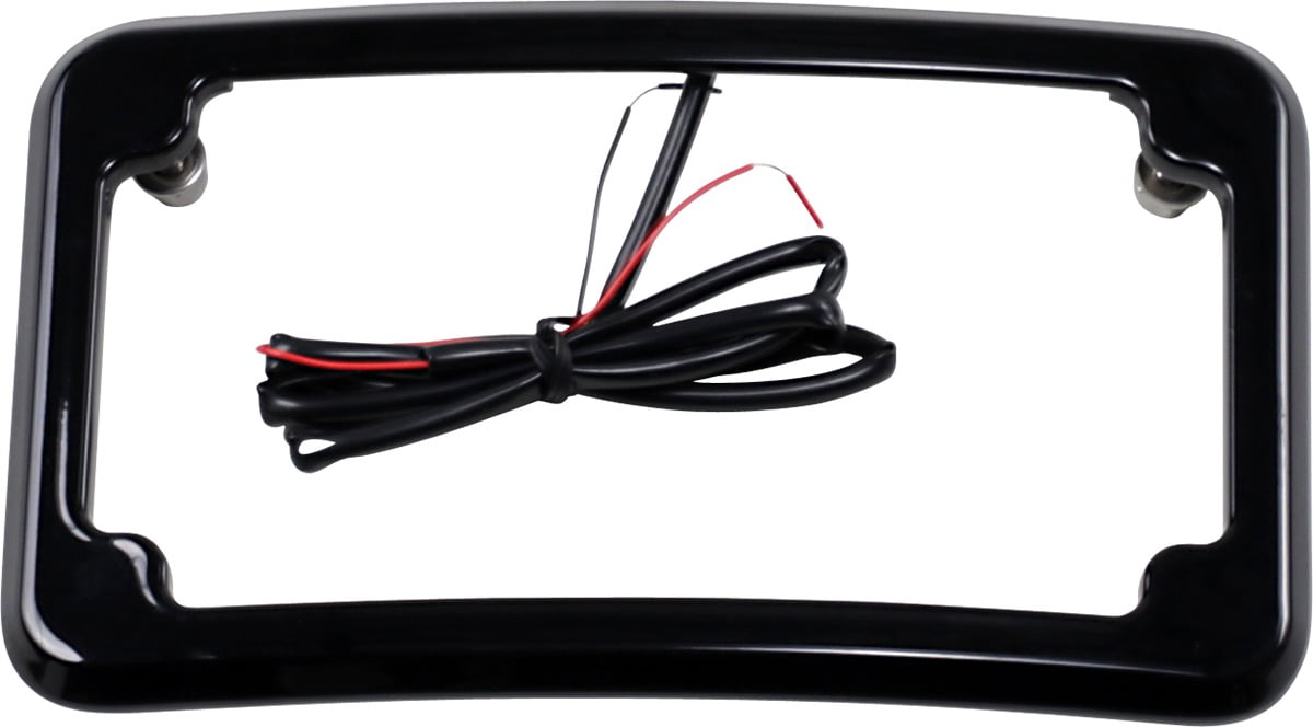 Black Powdercoated Beveled License Plate Frame w/Lights - Walmart.com