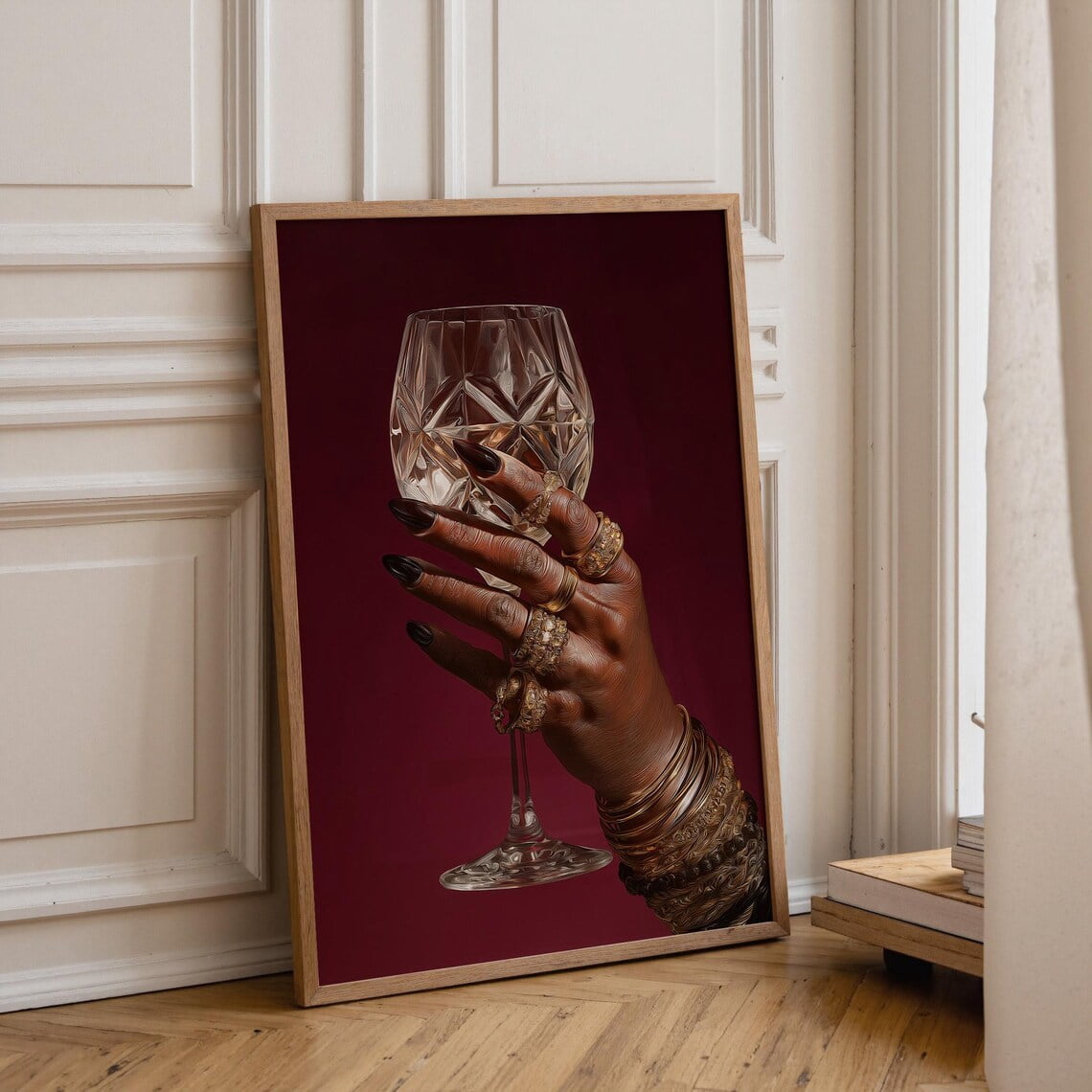 Black Power Luxury Afrocentric Still Life with Wine Glass Gold ...