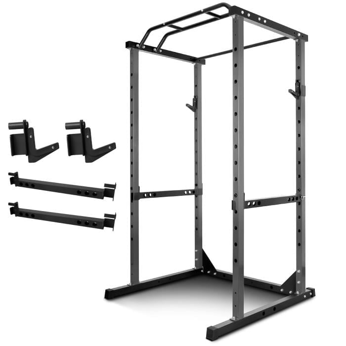 Black Power Rack, Steel Construction, Multi-Functional Design, 1.06in J ...