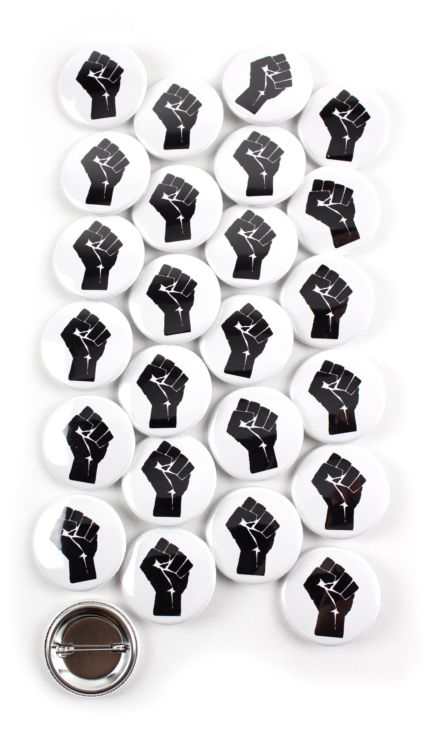 Black Power Raised Clenched Fist Pinback Button Badges - 1.5 Inch Round ...