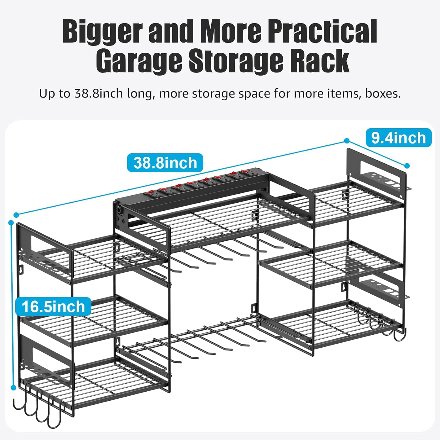 Black Power Tool Organizer Wall Mount, Large Tools and Battery Storage ...