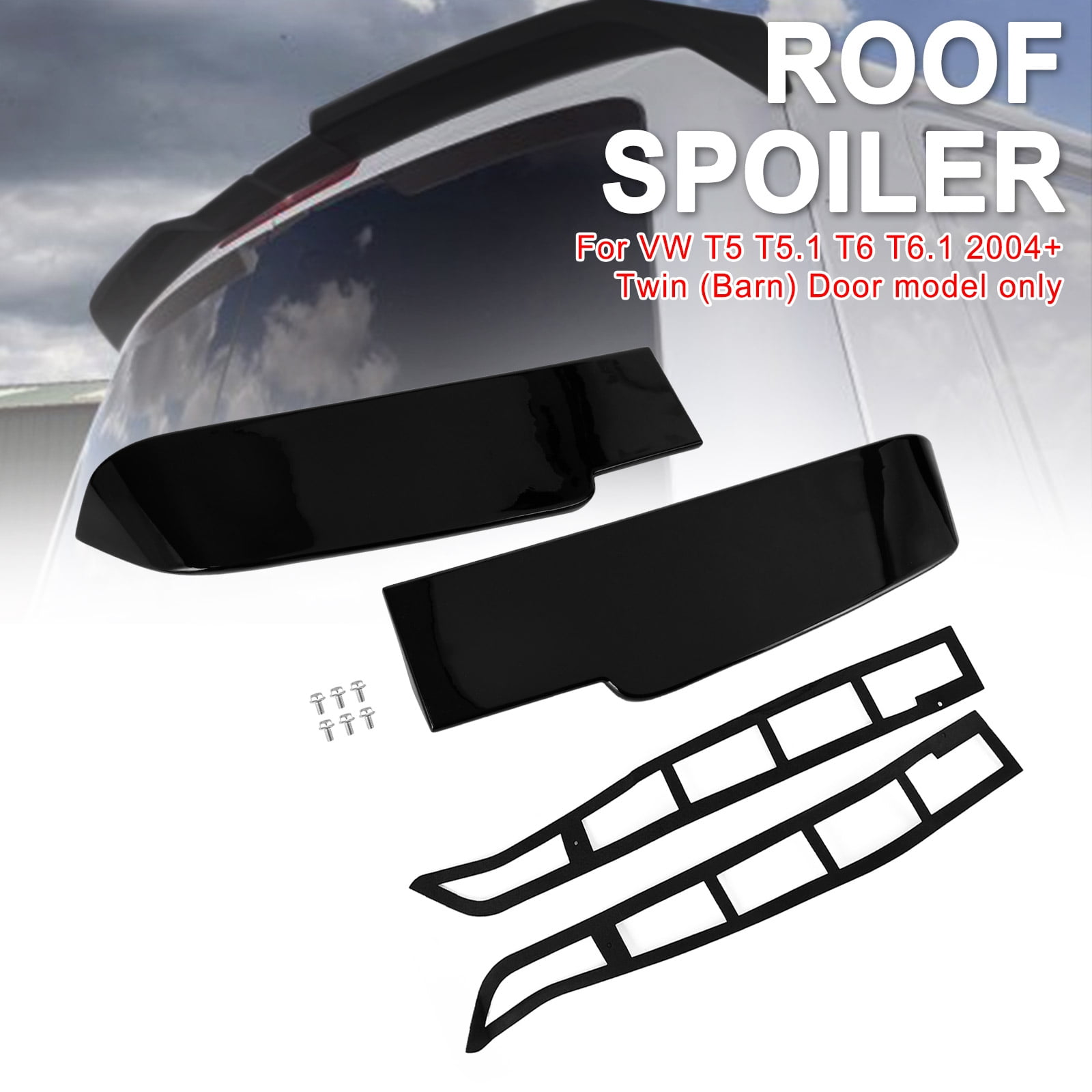 Black Premium Barn Door Spoiler Fit for VW Transporter T5 T5.1 T6 T6.1 ...