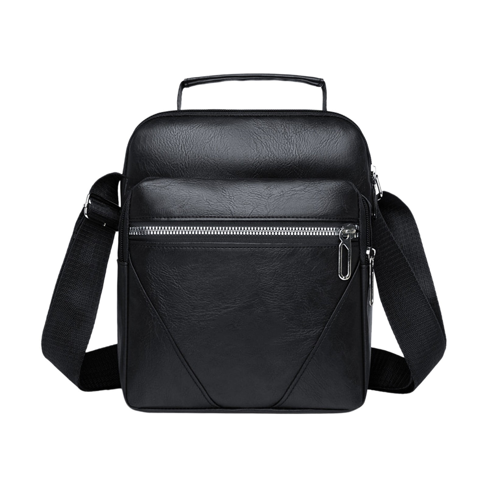 Black Premium Textured Leather Crossbody Bag Adjustable Strap ...