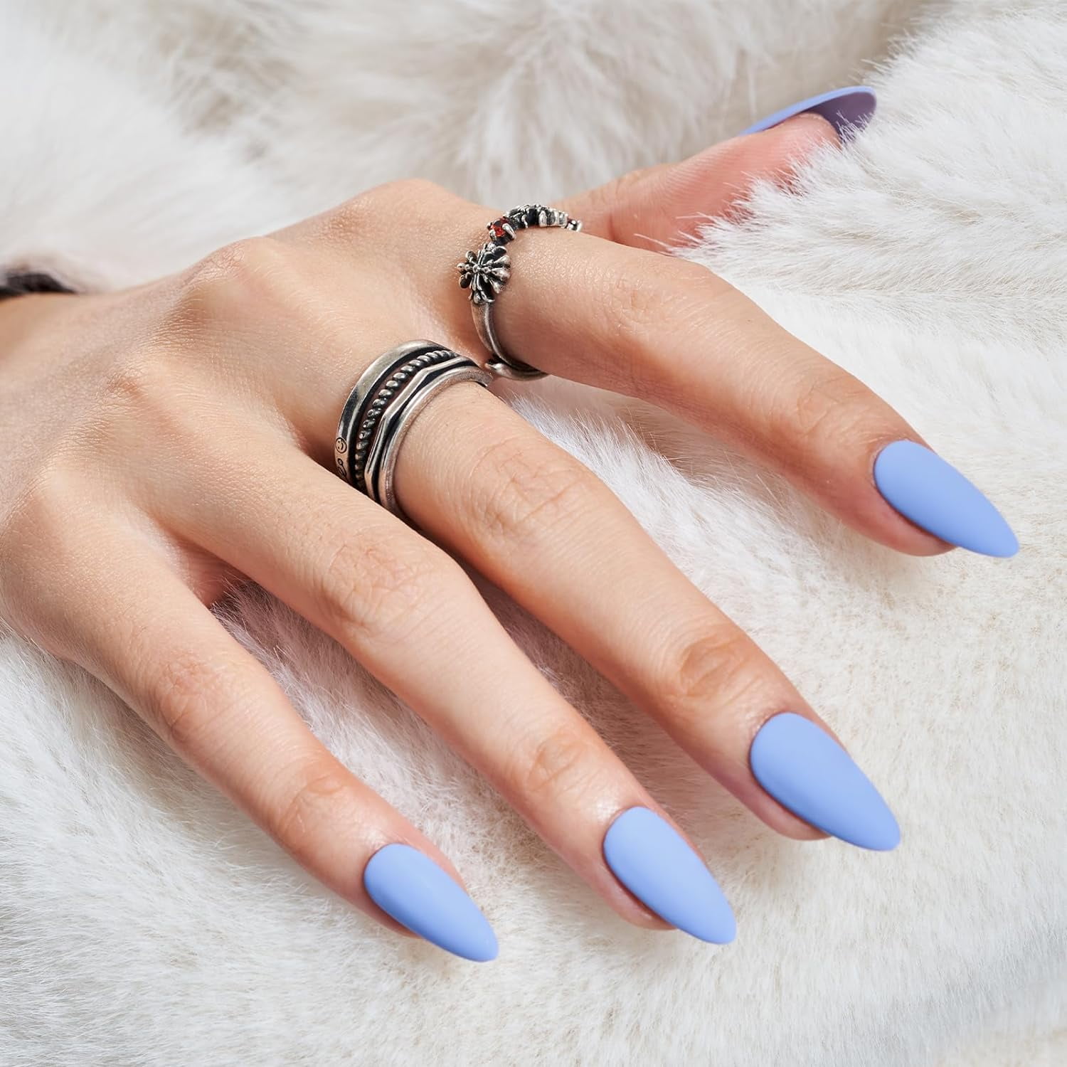 Black Press on Nails Almond，Matte Medium Fake Nails Reusable，Salon ...