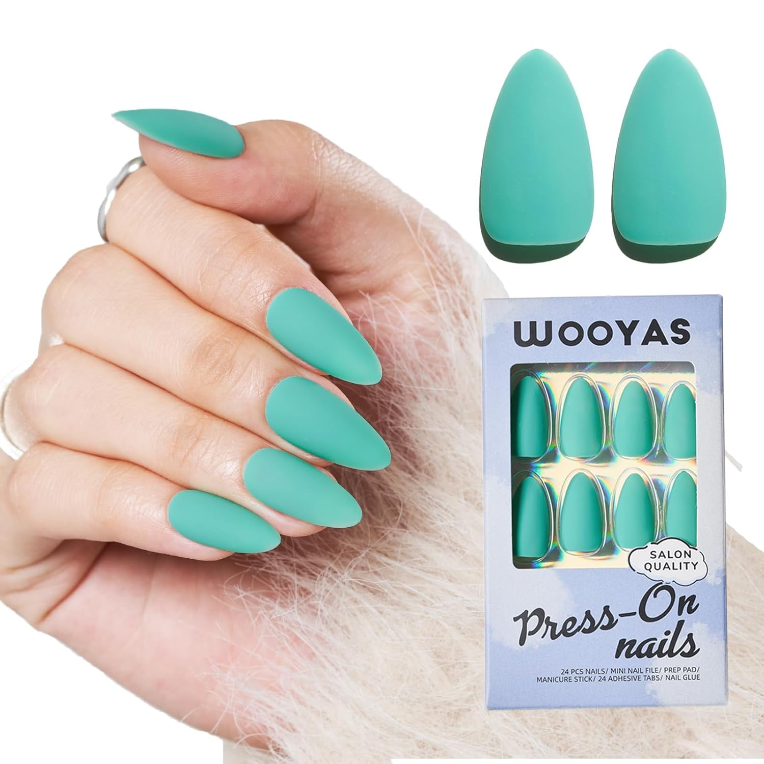 Black Press on Nails Almond，Matte Medium Fake Nails Reusable，Salon ...