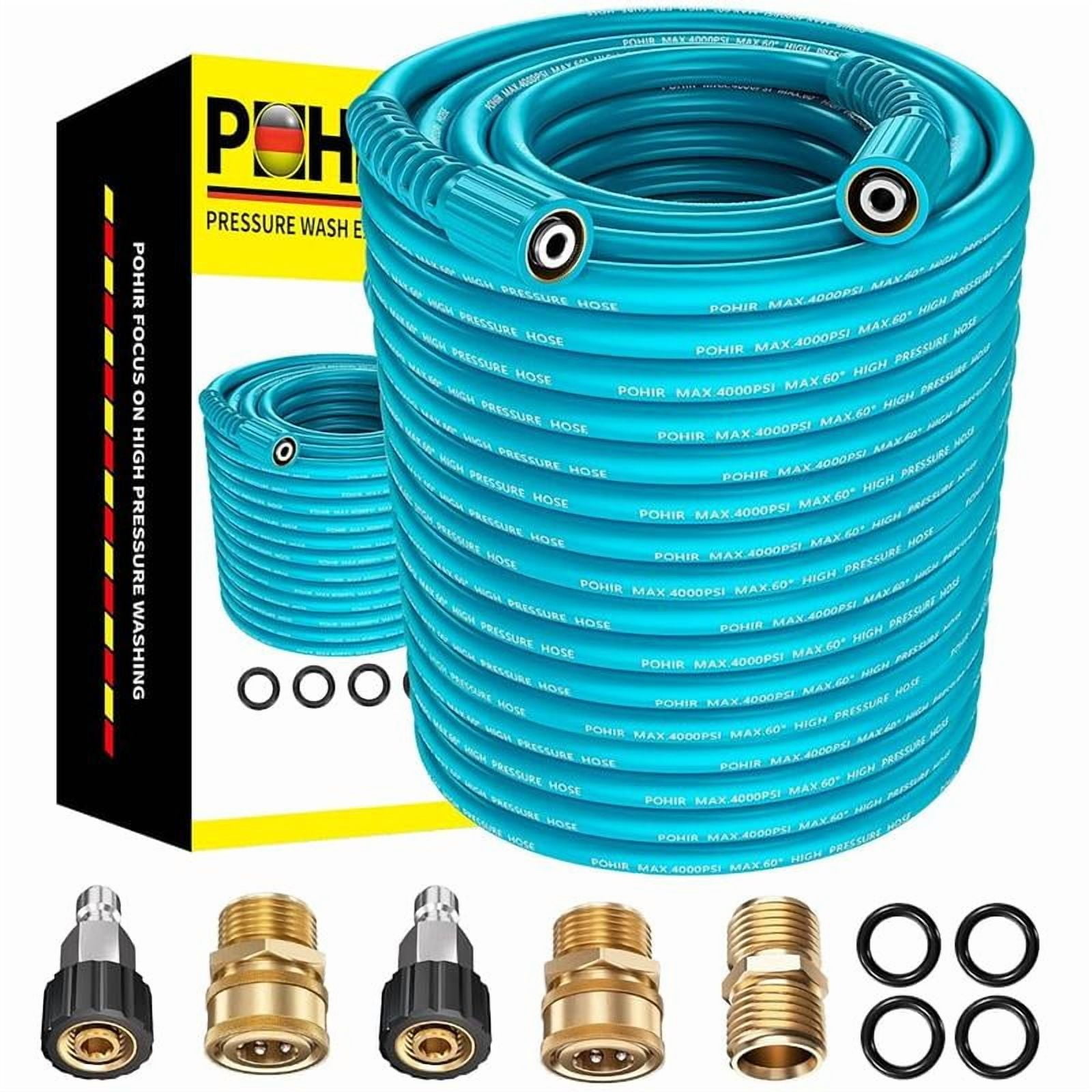 Black Pressure Washer Hose 50 FT x 1/4" with Quick Connect Kits, M22 14mm Fittings - 4000PSI ...