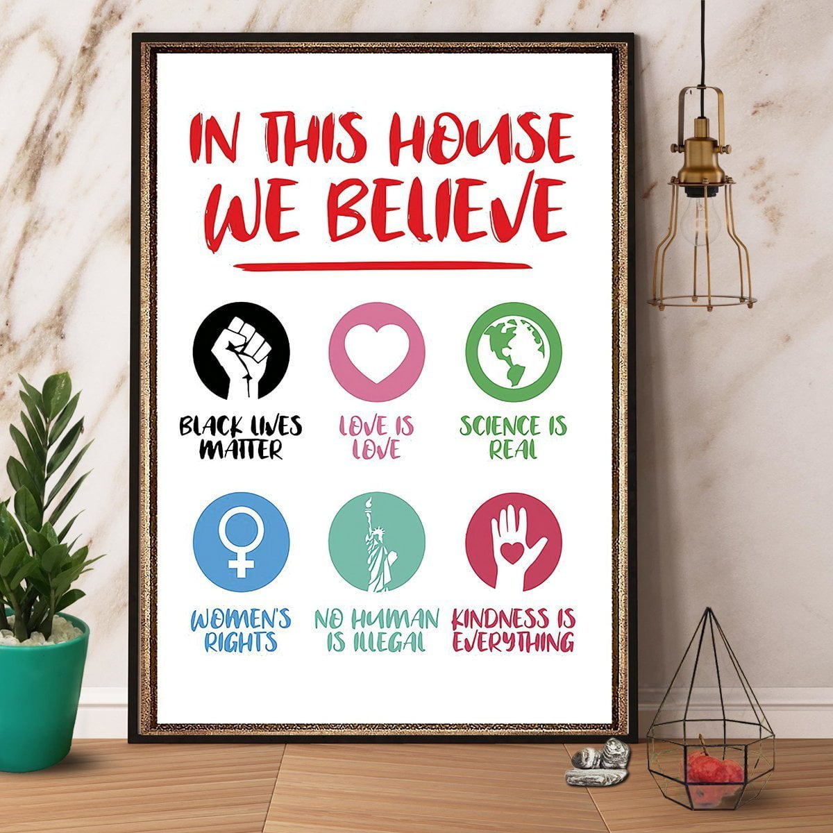 Black Pride In This House We Believe Satin Poster Wall Art Decor 16 x ...