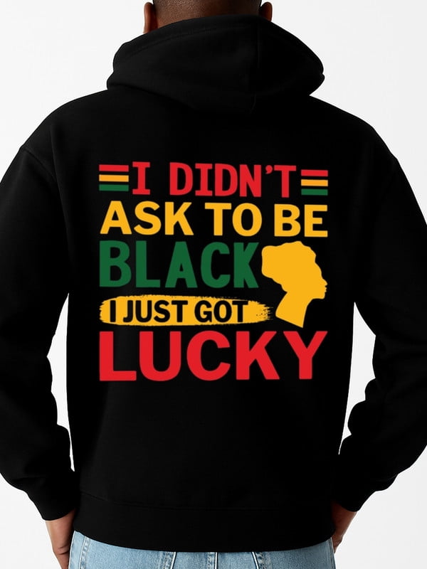 Black Pride Lucky sweatshirt funny humor men's polyester black sutumn ...