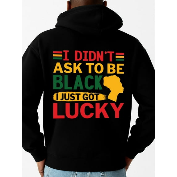Black Pride Lucky sweatshirt funny humor men's polyester black sutumn ...