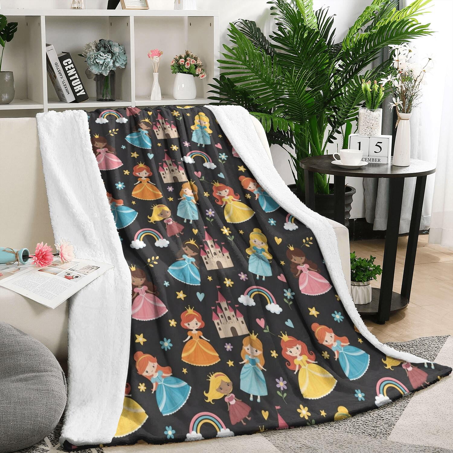 Black Princess Castle Pattern Blanket,Comfortable Soft Lamb Wool Throw ...