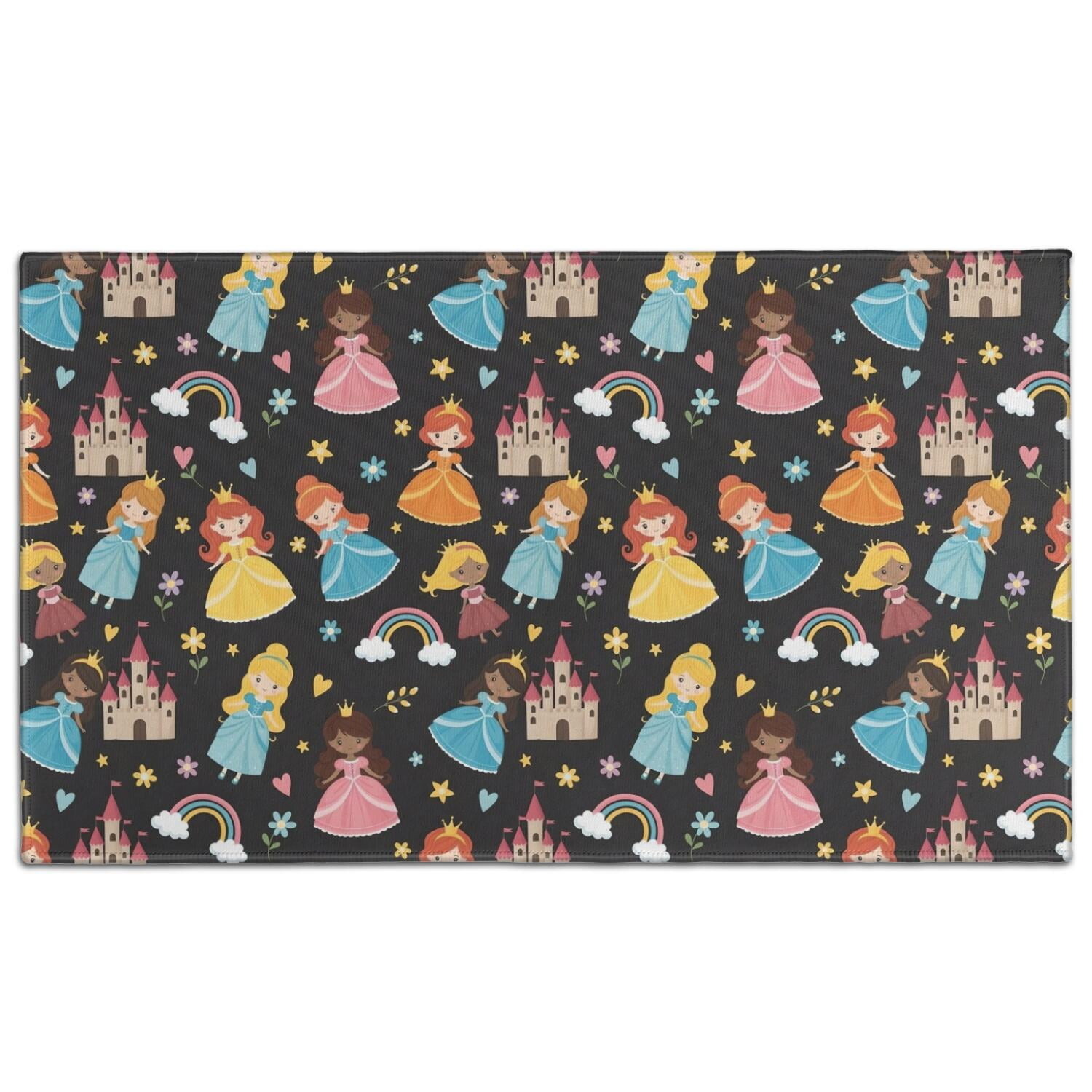 Black Princess Castle Pattern Door Rugs,Washable Non Slip Door Mats ...