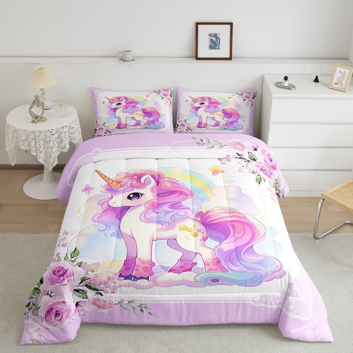 Black Princess Twin Size Comforter Set for All Seasons,Dreamy Castle ...