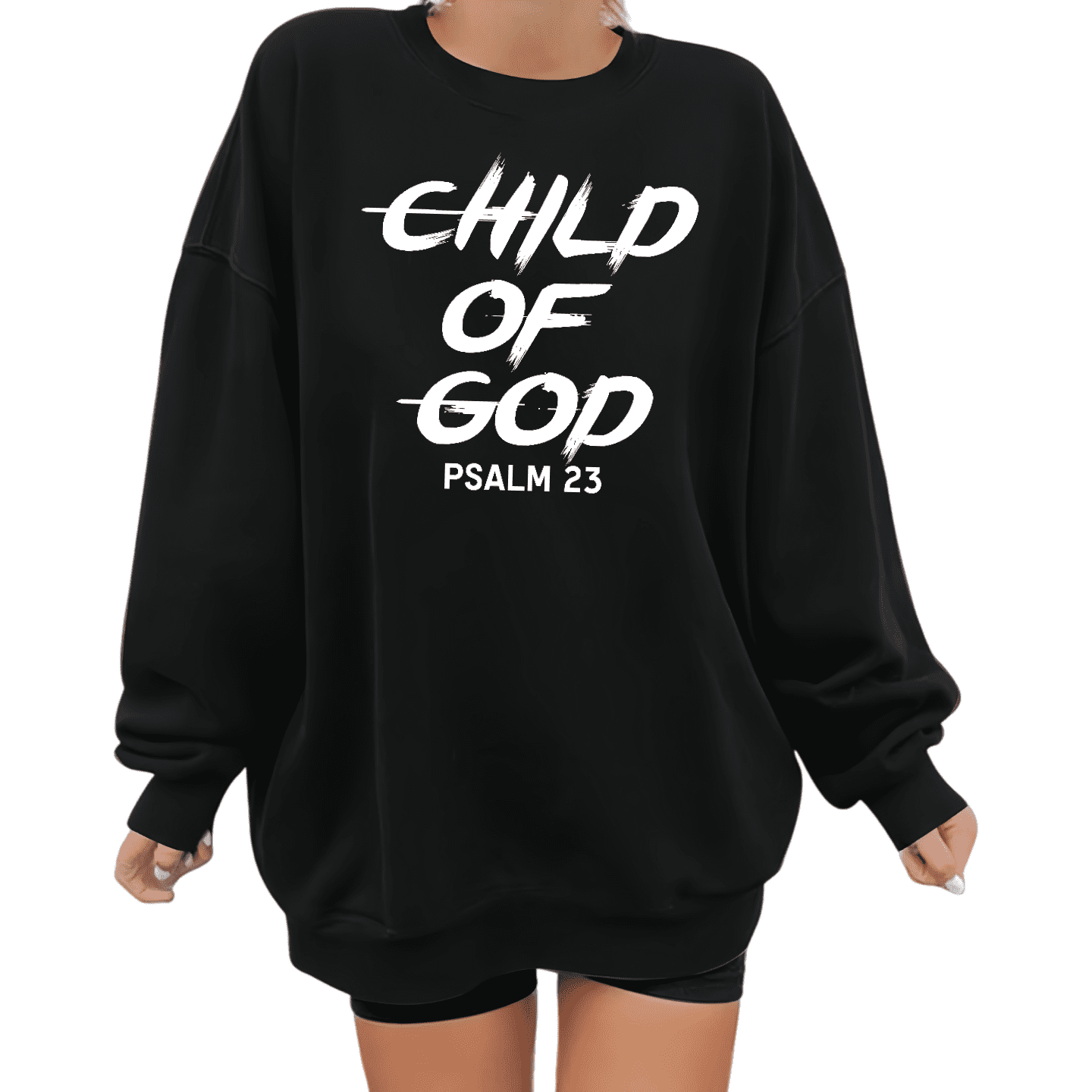 Black Print Child of God Psalm 23 Graphic Sweatshirt Christian Faith S ...