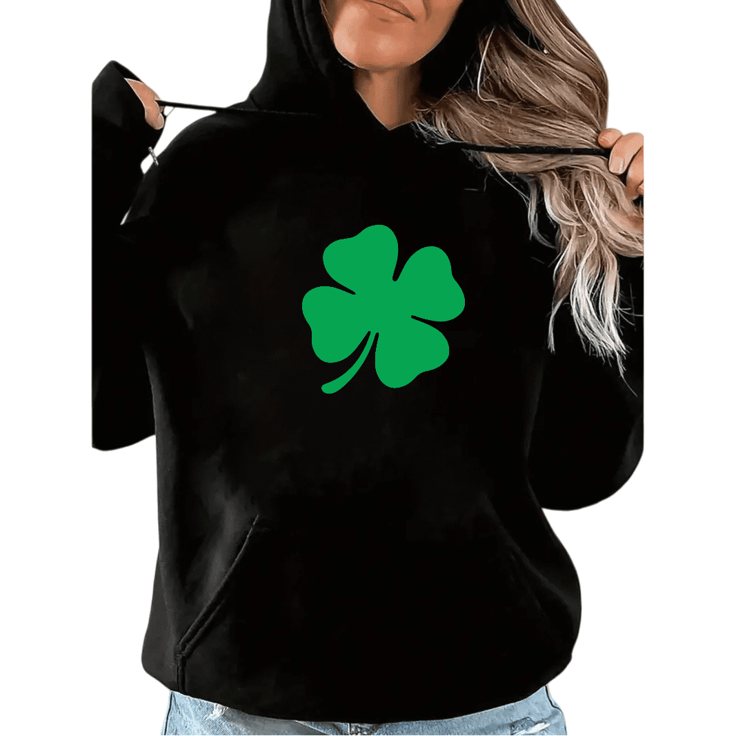 Black Print Hoodie Graphic Sweatshirt St Patrick’s Day Classic Green ...