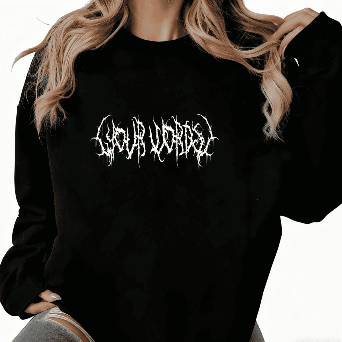 Black Print "Sour Vibes" Gothic Font Graphic Size S-2XL Edgy Street ...