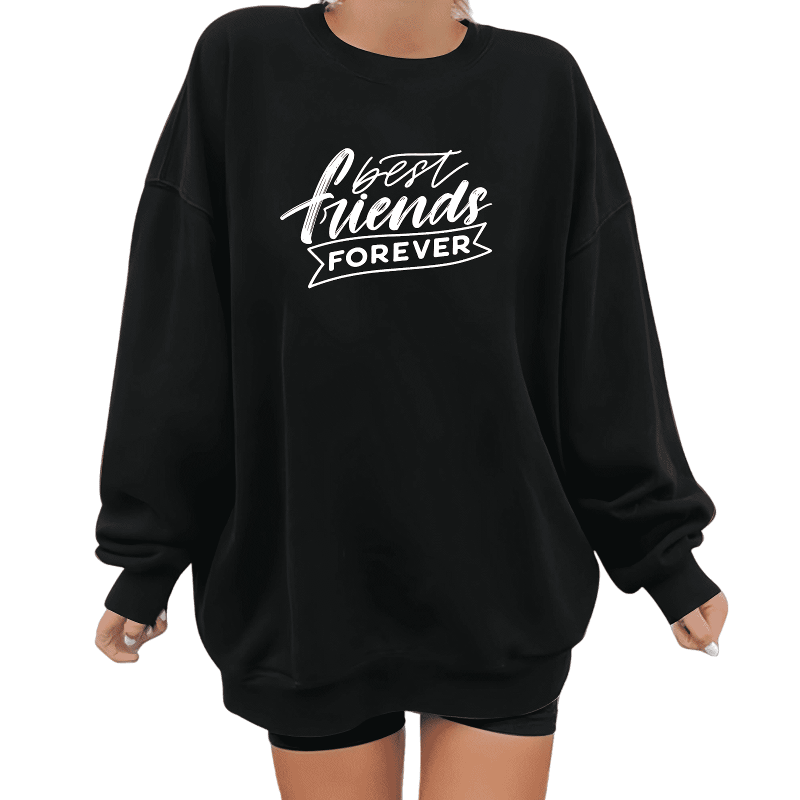 Black Print Sweatshirt Graphic Sweatshirt Best Friends Forever Bold ...