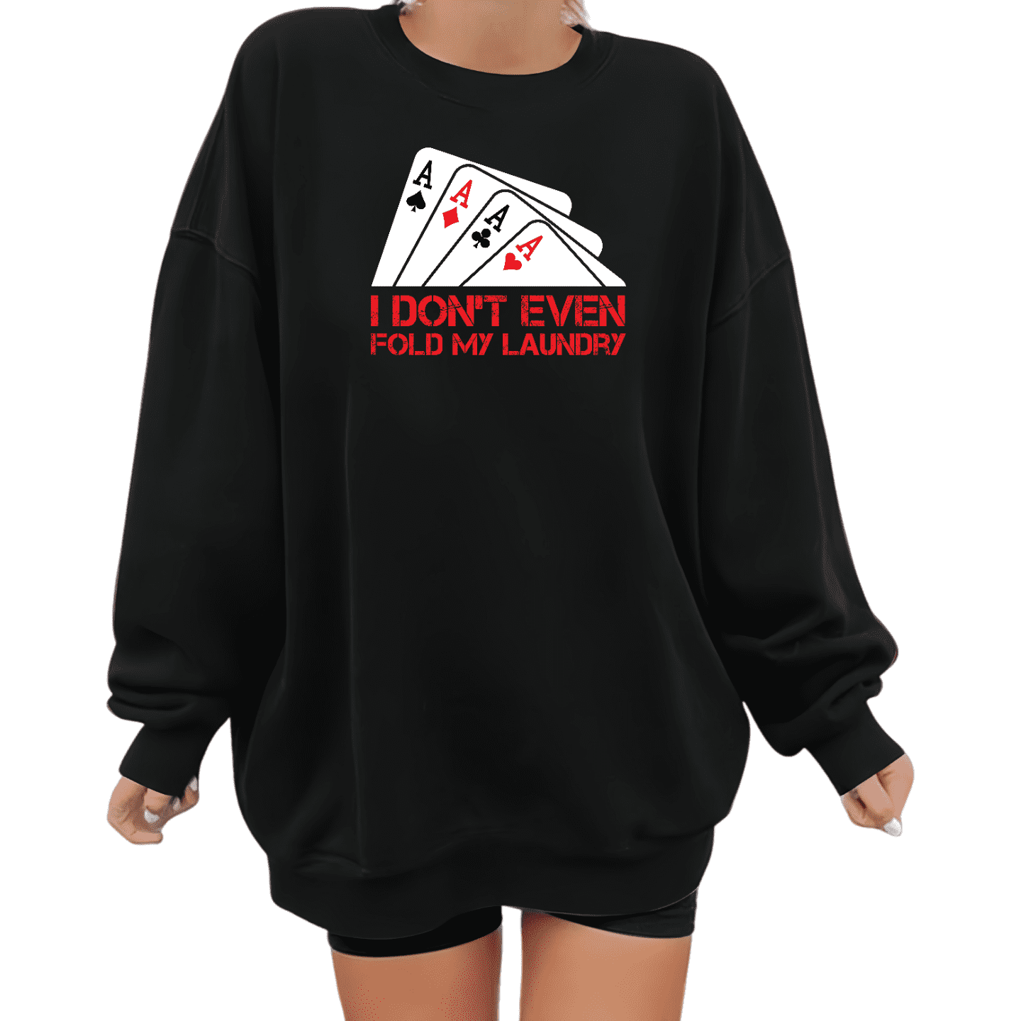 Black Print Sweatshirt Graphic Sweatshirt Cotton S-3XL Poker Print I ...
