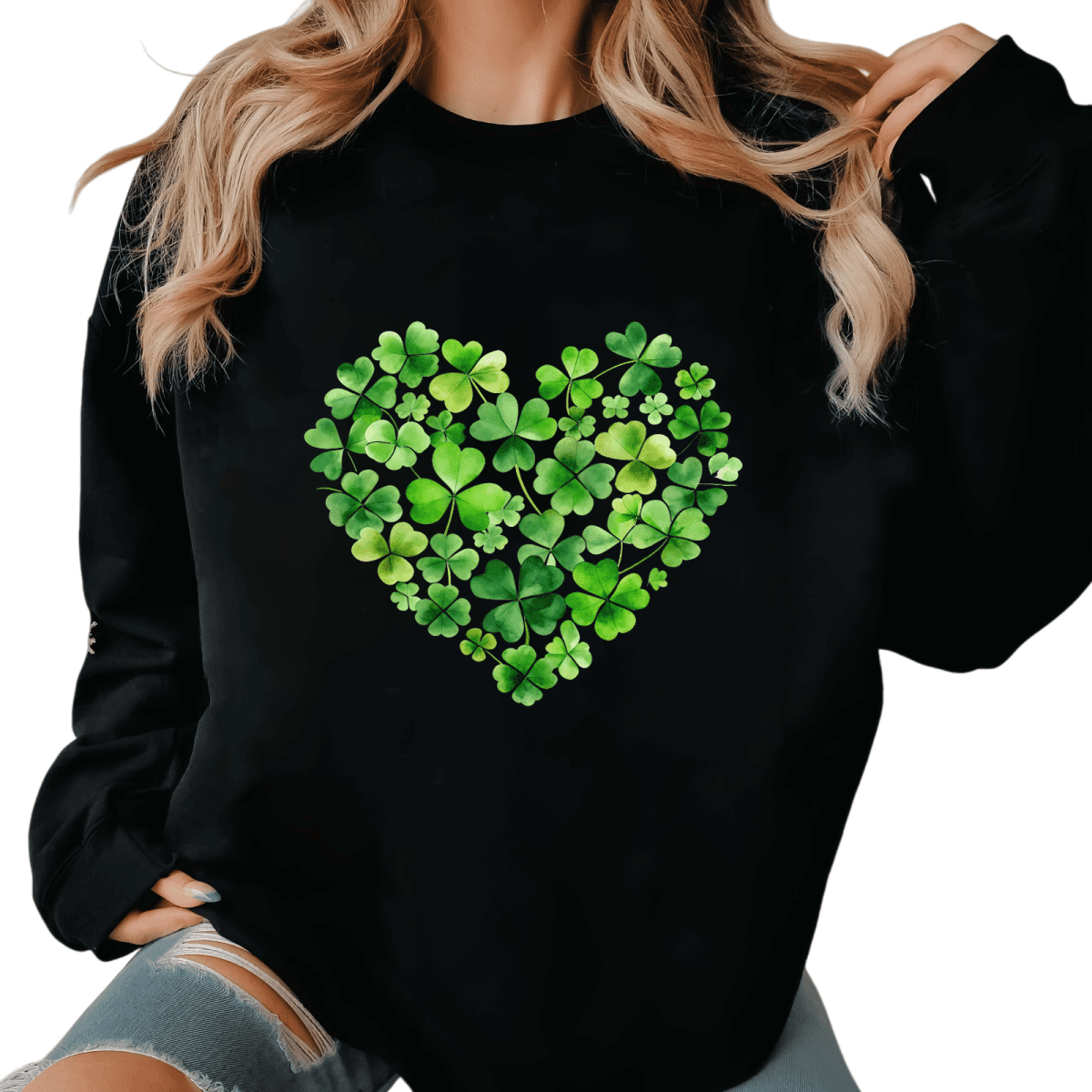 Black Print Sweatshirt Graphic Sweatshirt Gradient Watercolor Heart ...