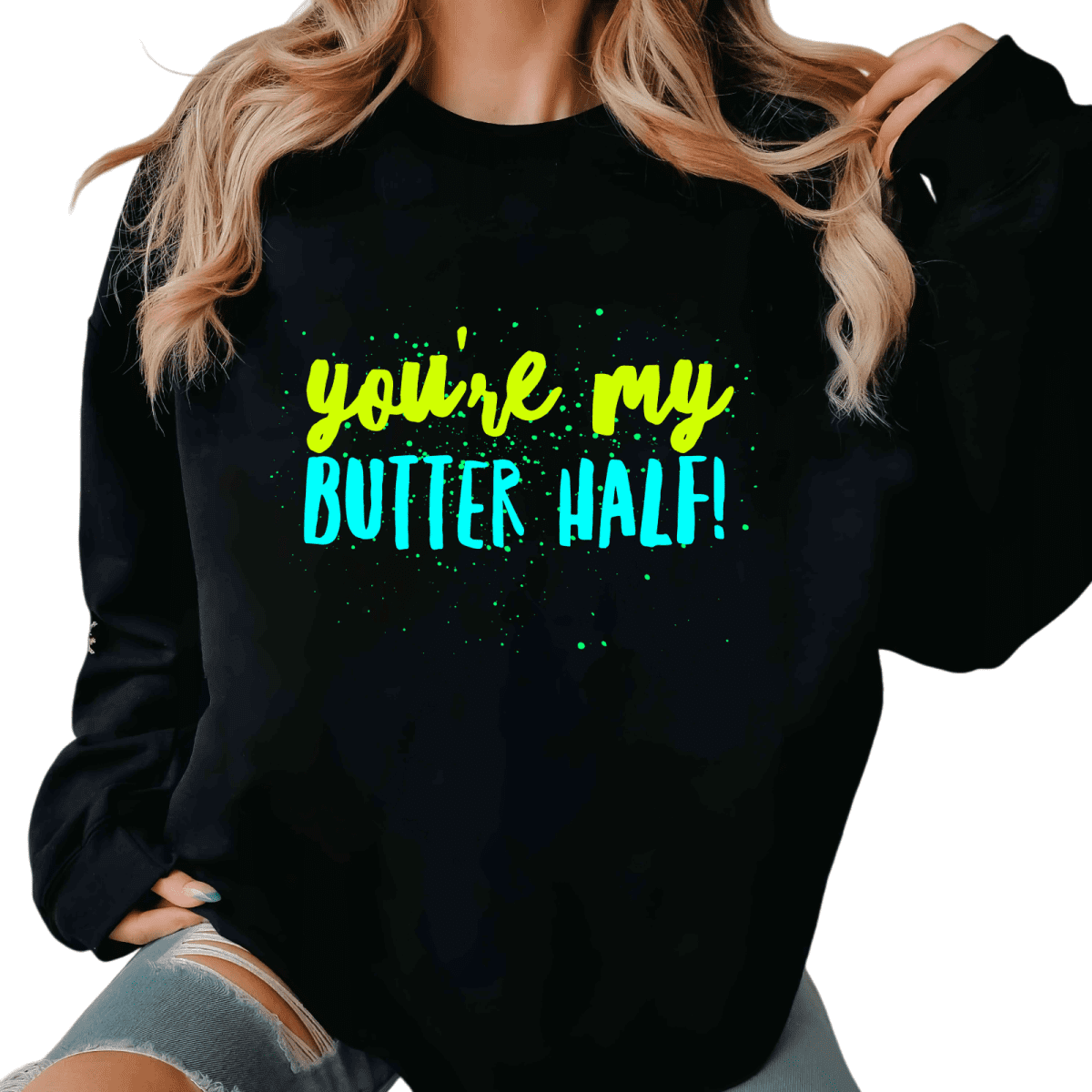 Black Print Sweatshirt Graphic Sweatshirt Loose S-3XL Neon Green Blue ...