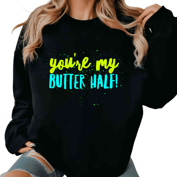 Black Print Sweatshirt Graphic Sweatshirt Loose S-3XL Neon Green Blue ...