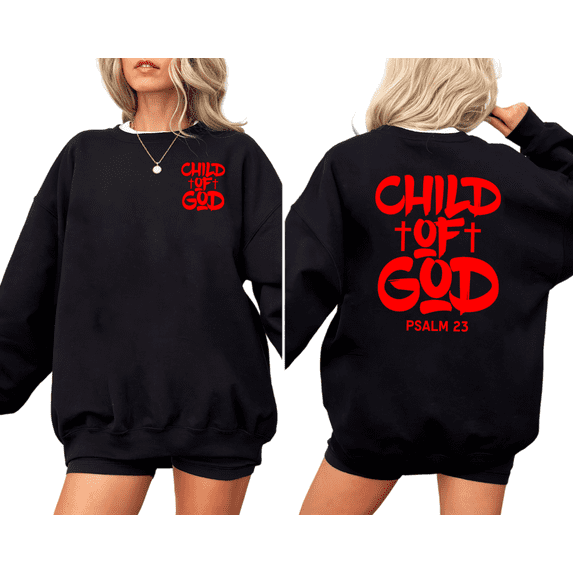 Black Print Sweatshirt Graphic Sweatshirt Shirts Child of God Red ...