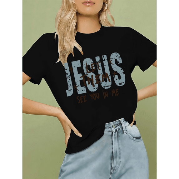 Black Print Tshirt Christian Graphic Tees Faith Shirts for Daily Wear ...