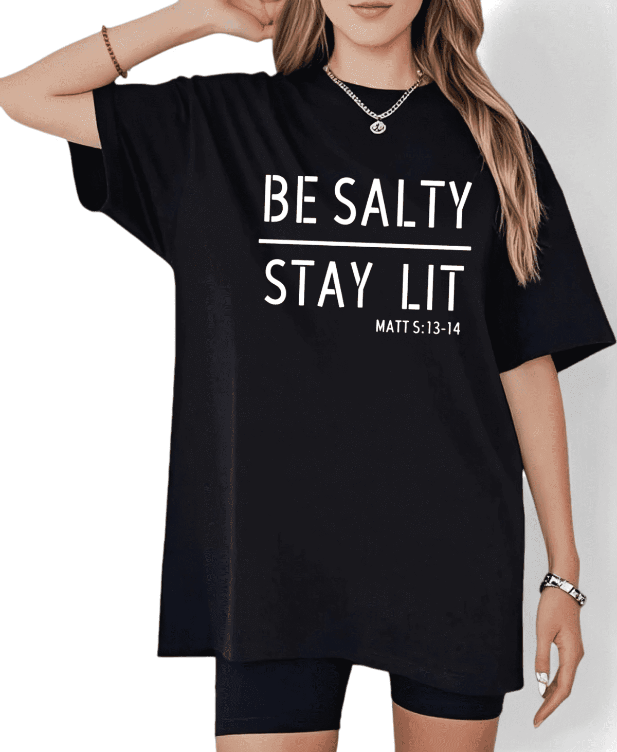 Black Print Tshirt Cotton Graphic Tees Shirts Modern White BE SALTY ...