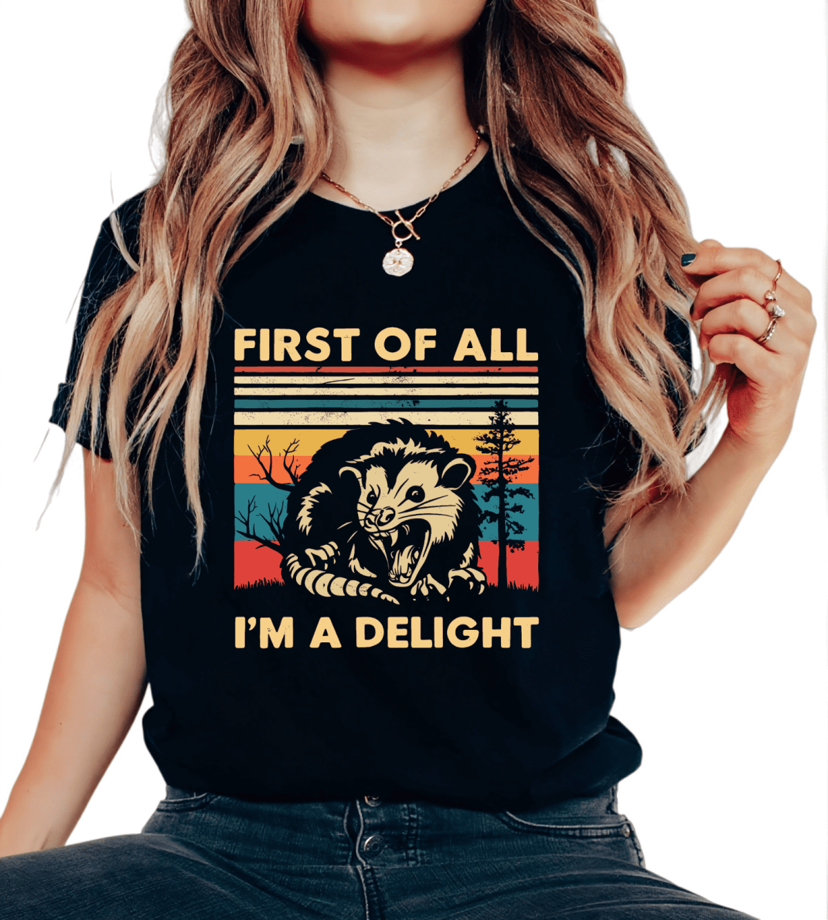 Black Print Tshirt First Of All Im A Delight Skunk Graphic Tees Retro ...