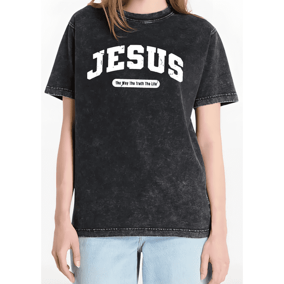 Black Print Tshirt Graphic Tees Cotton Shirts Trendy JESUS The Way The ...