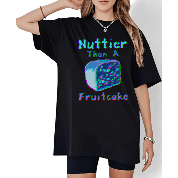 Black Print Tshirt Graphic Tees Loose Shirts S-5XL Nuttier Than A ...