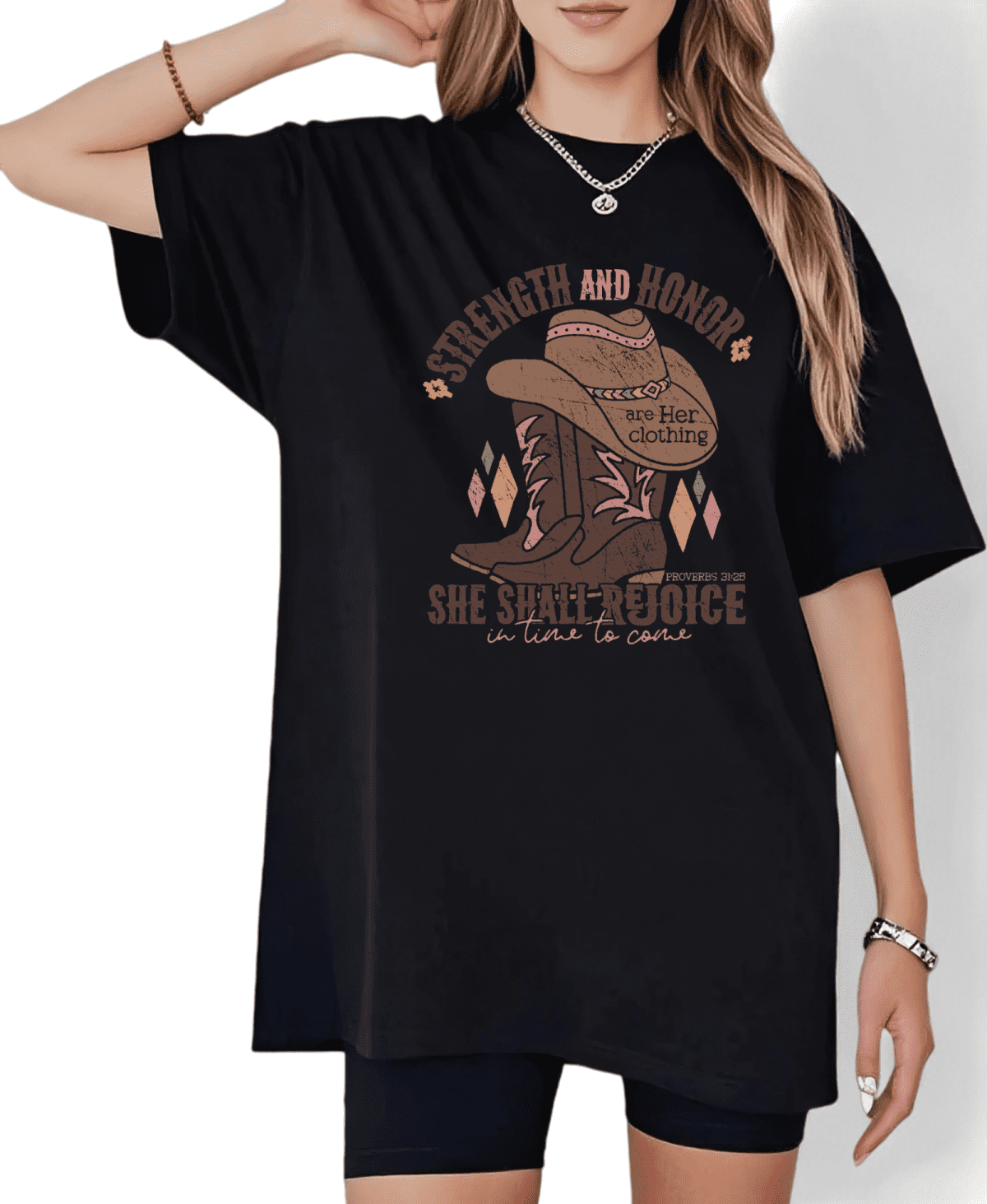 Black Print Tshirt Graphic Tees Loose Shirts S-5XL Strength And Honor ...